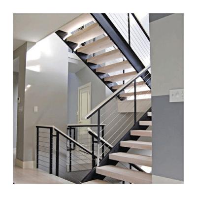 China Affordable indoor straight stair rubber wood tread staircase for sale