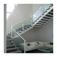 China New type wrought iron straight stair indoor solid wood treads staircase for sale