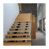 China Safe and reliable straight perforatedmetal stair hard wood staircase for sale