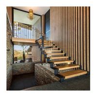 China Safe and reliable straight perforatedmetal stair hard wood staircase for sale