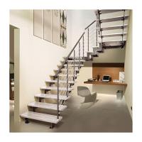 China Assured straight wrought iron stair indoor wood treads staircase for sale