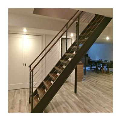 China Villa modern straight stair build a wooden staircase for sale