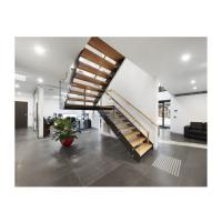 China China factory prefab metal straight stair custom wood staircase for sale