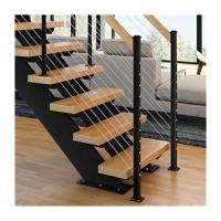 China Affordable deck straight stair stainless steel wooden staircase for sale