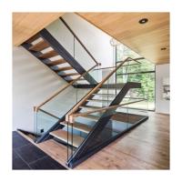 China Fashion inexpensive straight stair modern steel wood staircase for sale