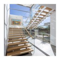 China Fashion inexpensive straight stair modern steel wood staircase for sale