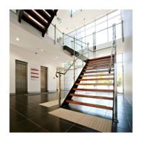 China Customized indoor l shape straight stair red wood box tread staircase for sale