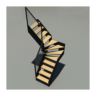 China Reliable performance glass treads straight stair special wood railing staircase for sale