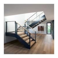China Factory direct supply indoor long straight stair light yellow wood tread staircase for sale