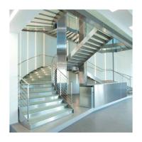 China Square handrail staircase fancy glass stair risers diy straight stairway for sale