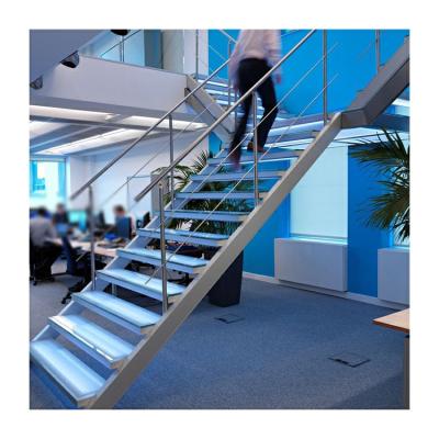 China Staircase time switch stainless steel glass stair rails exterior sstraight stairway for sale