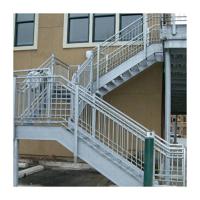 China Indoor stair glass steel high quality metal straight staircase for sale