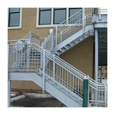 China Indoor stair glass steel high quality metal straight staircase for sale