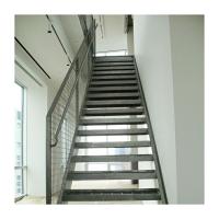 China Indoor stair glass steel high quality metal straight staircase for sale