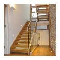 China Fashionable compact straight stairs high quality wooden staircase for sale