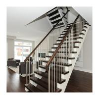 China Household individual glass pedal straight stairs carpet wood steps staircase for sale