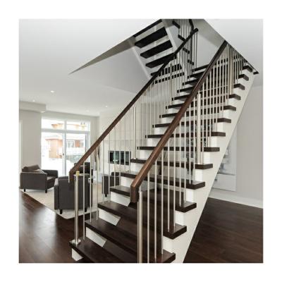 China Household individual glass pedal straight stairs carpet wood steps staircase for sale