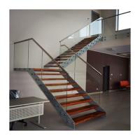 China Household individual glass pedal straight stairs carpet wood steps staircase for sale