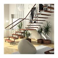 China Modern l stairs with landing wooden treads stair for sale