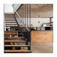 China Household individual straight staircase price wood baluster glass handrail for stair for sale