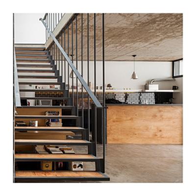 China Household individual straight staircase price wood baluster glass handrail for stair for sale