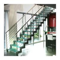 China Winding staircase design glass treads stairs office straight staircase for sale
