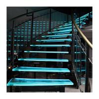 China Steel u staircase metal glass stairs modern l straight staircase for sale