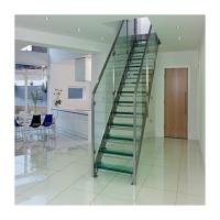China Steel u staircase metal glass stairs modern l straight staircase for sale