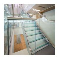 China Office staircase tempered glass stairs price prefab straight staircase for sale