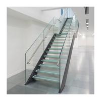 China Office staircase tempered glass stairs price prefab straight staircase for sale