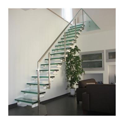 China Staircase for small spaces metal glass staircases customized new design straight staircase for sale