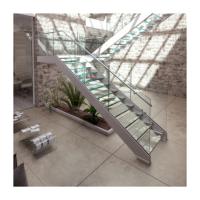 China Staircase for small spaces metal glass staircases customized new design straight staircase for sale