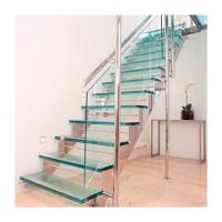 China Staircase for small spaces metal glass staircases customized new design straight staircase for sale
