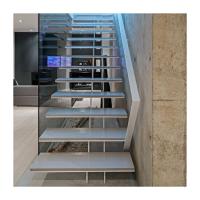 China Luxury staircase glass balustrade stair factory straight staircase for sale