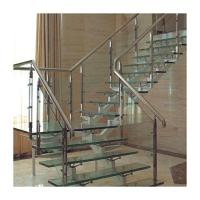China Building stairs calculator modern glass staircase design straight steel stairway for sale