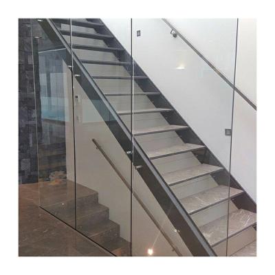 China Double beams staircase indoor glass stair railings height quality steel straight staircase for sale