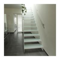 China Indoor modern staircase stairs glass tread prefabric straight staircase for sale