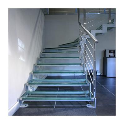 China Stainless steel stair type stair glass tread house straight staircase for sale