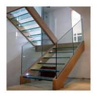 China Stainless steel stair type stair glass tread house straight staircase for sale