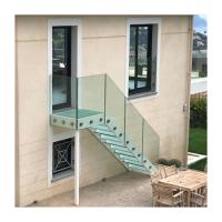 China Stainless steel stair type stair glass tread house straight staircase for sale