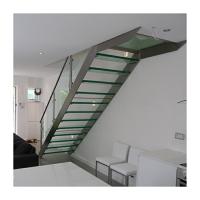 China Prefabricated stairs indoor tempered glass stairway safety straight staircase for sale