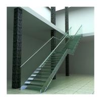 China Outside staircase design laminated ultra clear glass stairs prefabricated straight staircase for sale