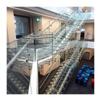 China Outside staircase design laminated ultra clear glass stairs prefabricated straight staircase for sale