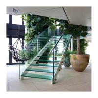 China Outside staircase design laminated ultra clear glass stairs prefabricated straight staircase for sale