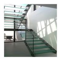 China Indoor stairscase design glass brackets for stairs office use straight staircase for sale
