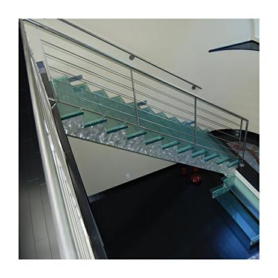 China Outdoor stair rail tempered glass staircase design stainless steel straight staircase for sale