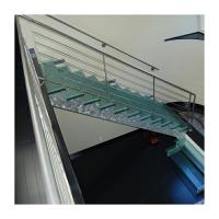 China Staircase designs for hotel glass stairs indoor height quality open straight staircase for sale
