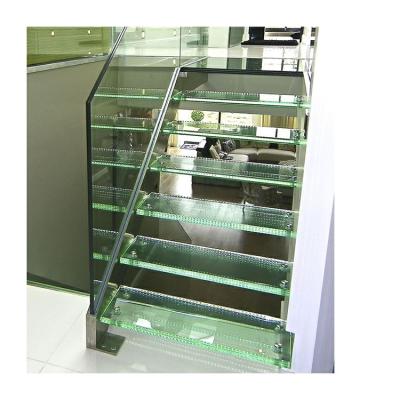China Safe staircase cheap glass stair risers indoor long straight staircase for sale