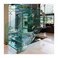 China Led staircase glass stair railing pillars crystal straight staircase for sale