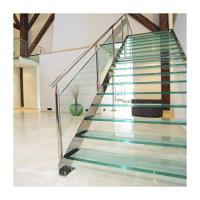 China Safety staircase glass stair rails and banisters special straight staircase for sale
